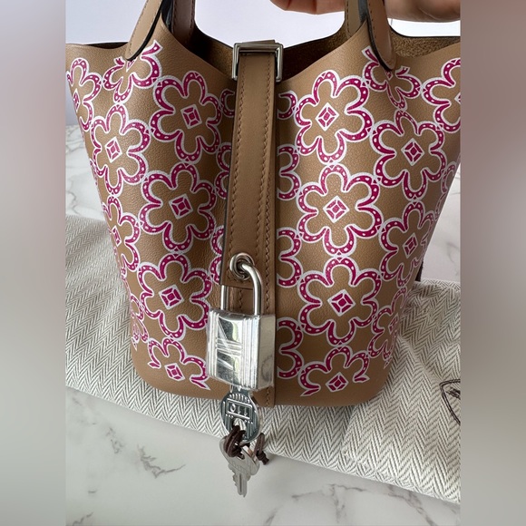 Hermes | Bags | Hermes Micro Swift Lucky Daisy Picotin Lock Chai Rose ...